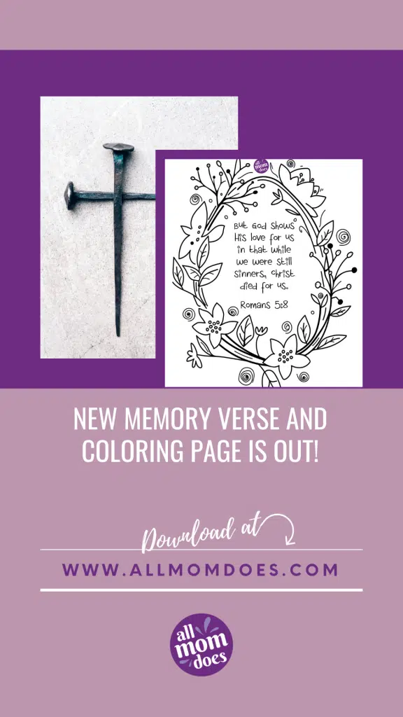 Bible Memory Verse + Coloring Page: Romans 5:8 | AllMomDoes