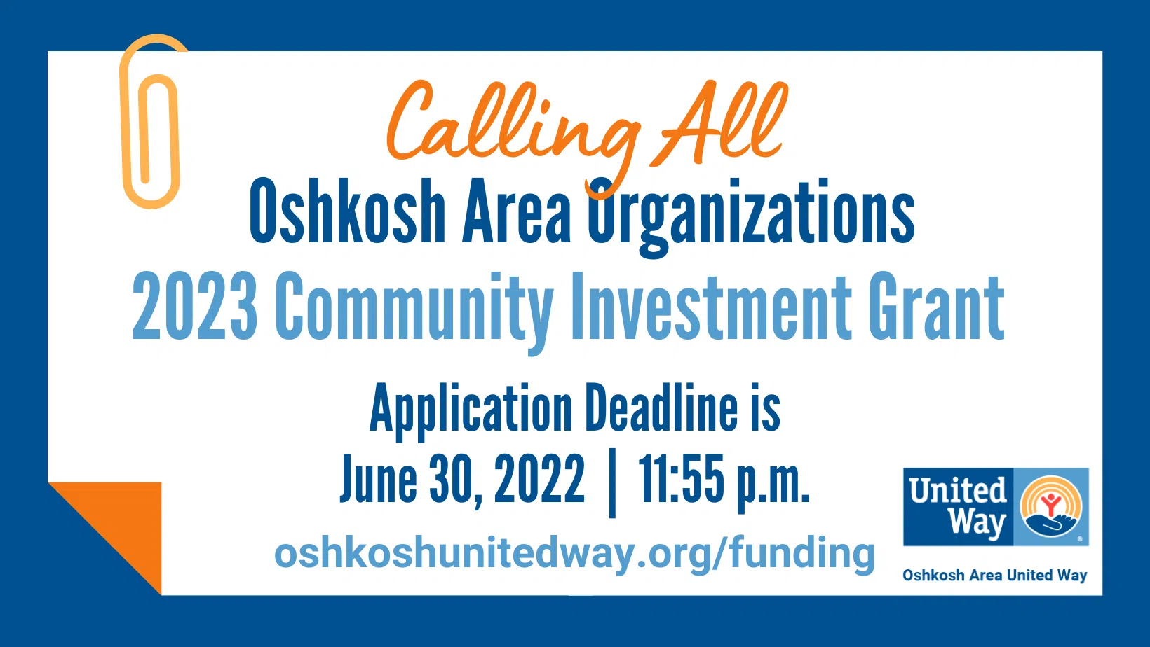 Oshkosh Area United Way accepting 2023 community investment grant ...