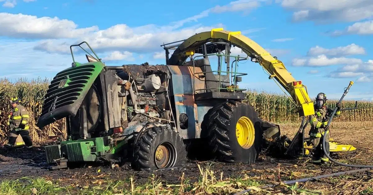 Crews battle tractor fire in the middle of a corn field | 105.7 WAPL ...