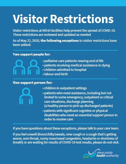 Changes to Visitor Restrictions at NS Health Authority Facilities ...