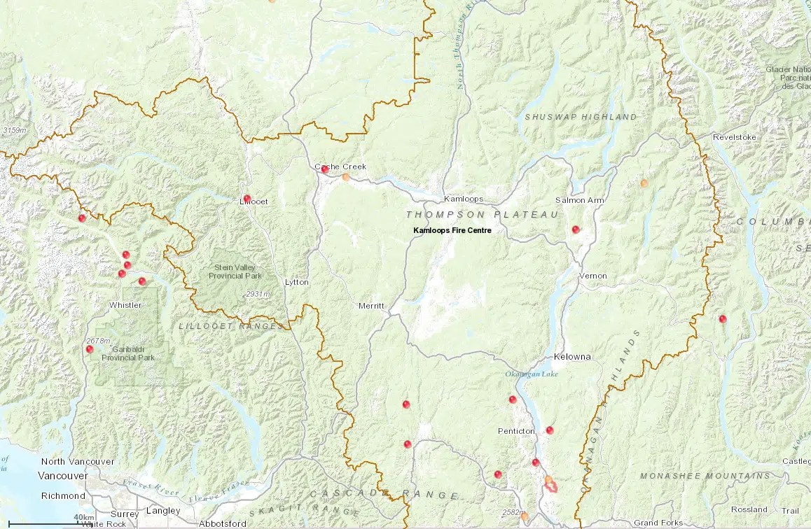 Update: Nearly two-dozen new fires reported in Kamloops area | Radio NL ...