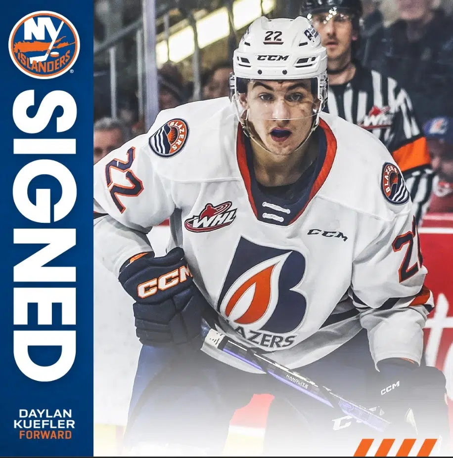 New York Islanders sign Blazers’ forward Daylan Kuefler to NHL entry ...