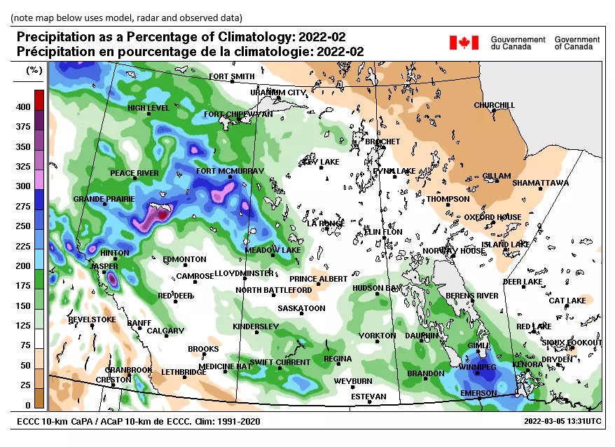 Prince Albert receives nearly twice as much winter precipitation as ...