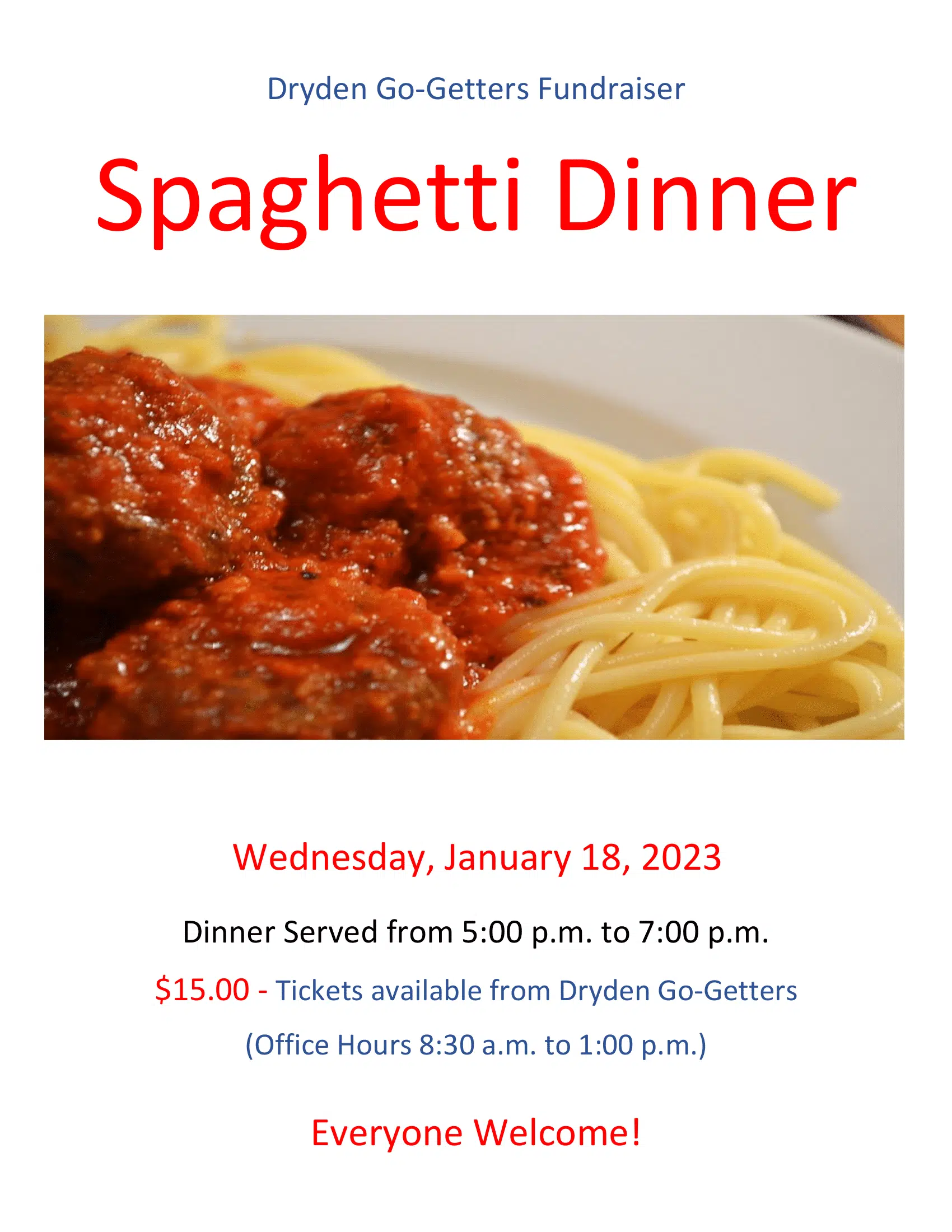 Dryden Go-Getters Spaghetti Dinner | CKDR