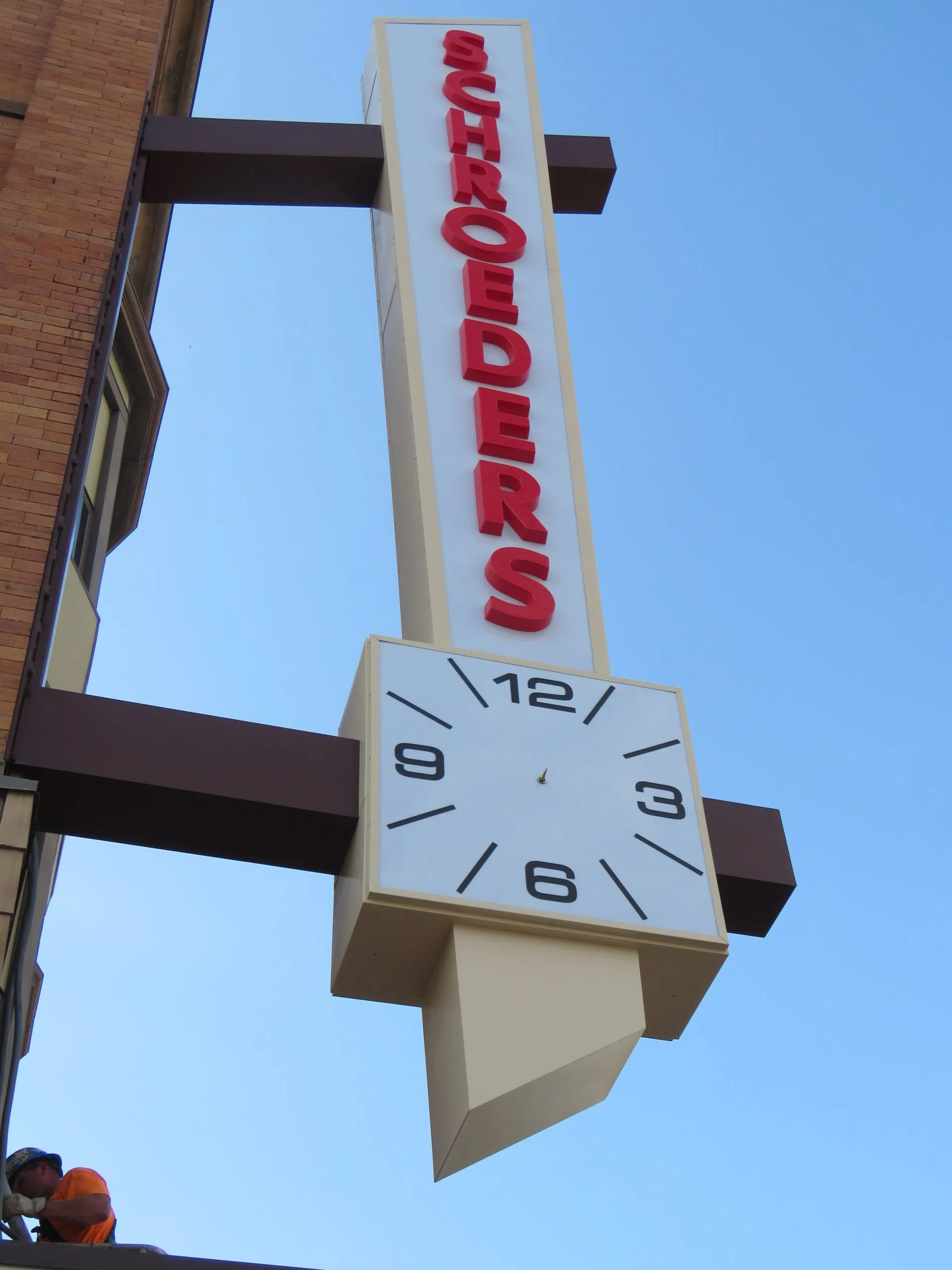 Schroeder’s Sign Finally Installed | Seehafer News