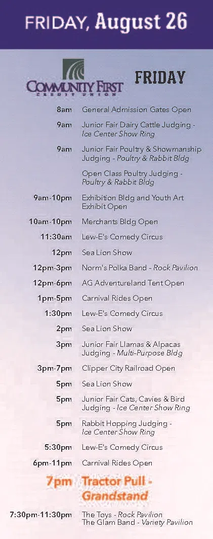 Manitowoc County Fair Friday Schedule | Seehafer News