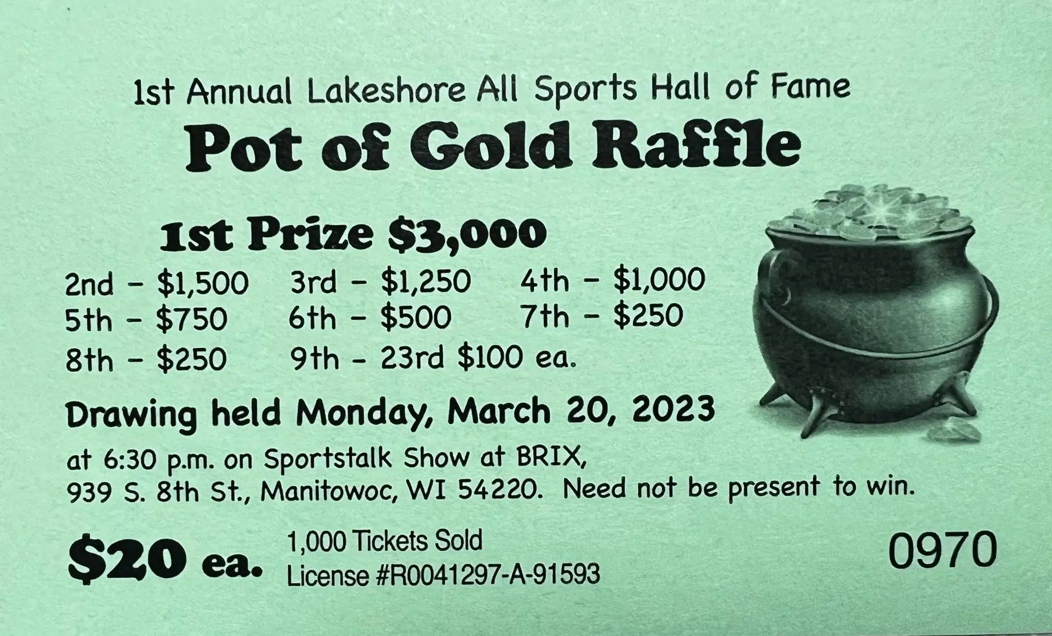 Pot O Gold Ticket Deadline Approaching For Lakeshore All-Sports Hall of ...