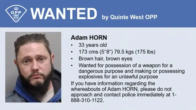 QW man wanted in explosives and weapons investigation | Quinte News