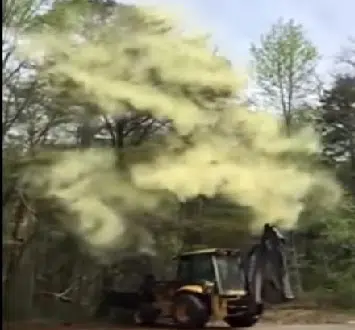 AAAACHOOOO!!!!! Guy Sets Off Pollen Bomb With A Backhoe | 102.9 The Buzz