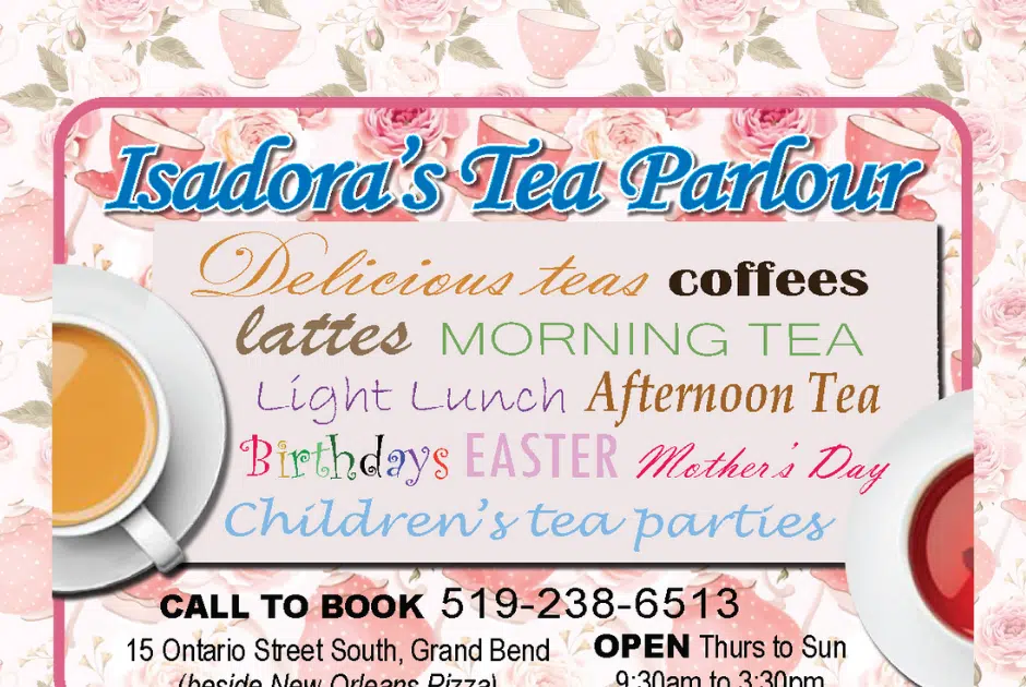 Isadora’s Tea Parlor Offers High Tea in Grand Bend | 90.5 Exeter Today