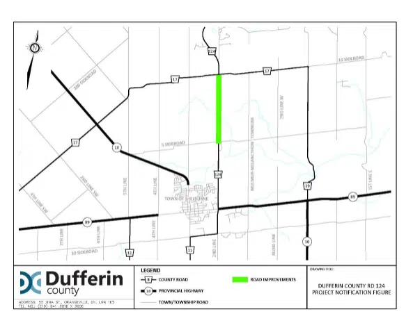 Lane restrictions on Dufferin Road 124 due to recycled asphalt paving ...