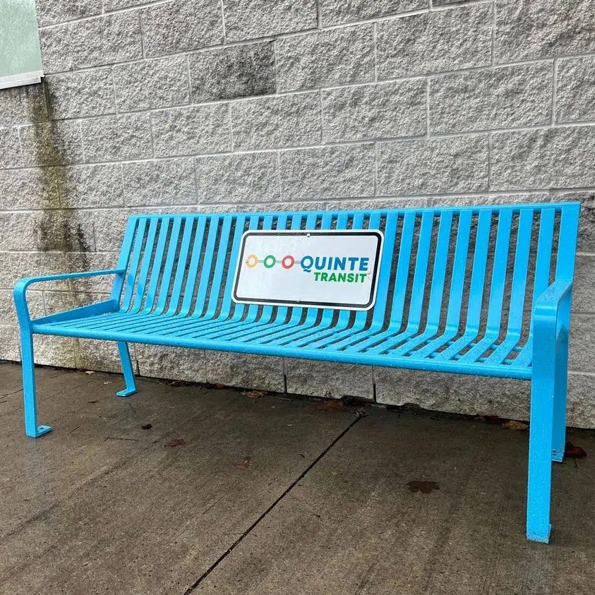 Quinte Transit benches in Brighton get a new paint job | Brighton Today.ca