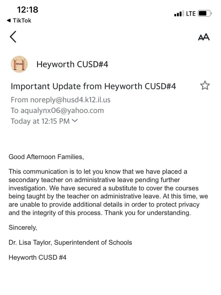 Heyworth School District Places Secondary Teacher on Leave | www ...