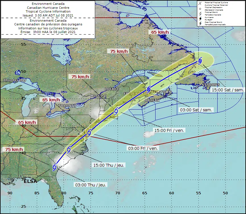 UPD: Tropical Storm Elsa continues to track towards the Maritimes | Hot ...