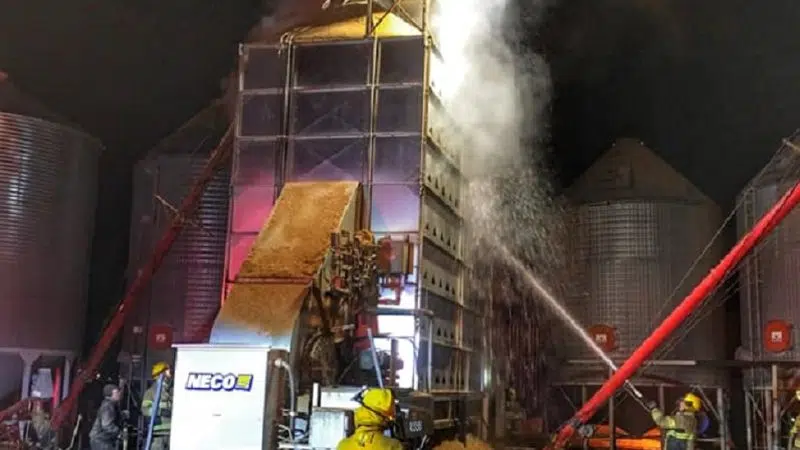 Feed barley lost in early morning grain dryer fire | farmnewsNOW