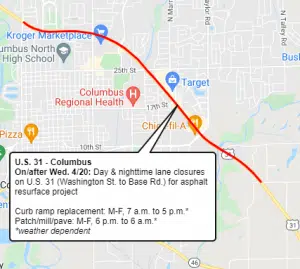 U.S. 31 resurfacing project in Columbus begins next week | KORN Country ...