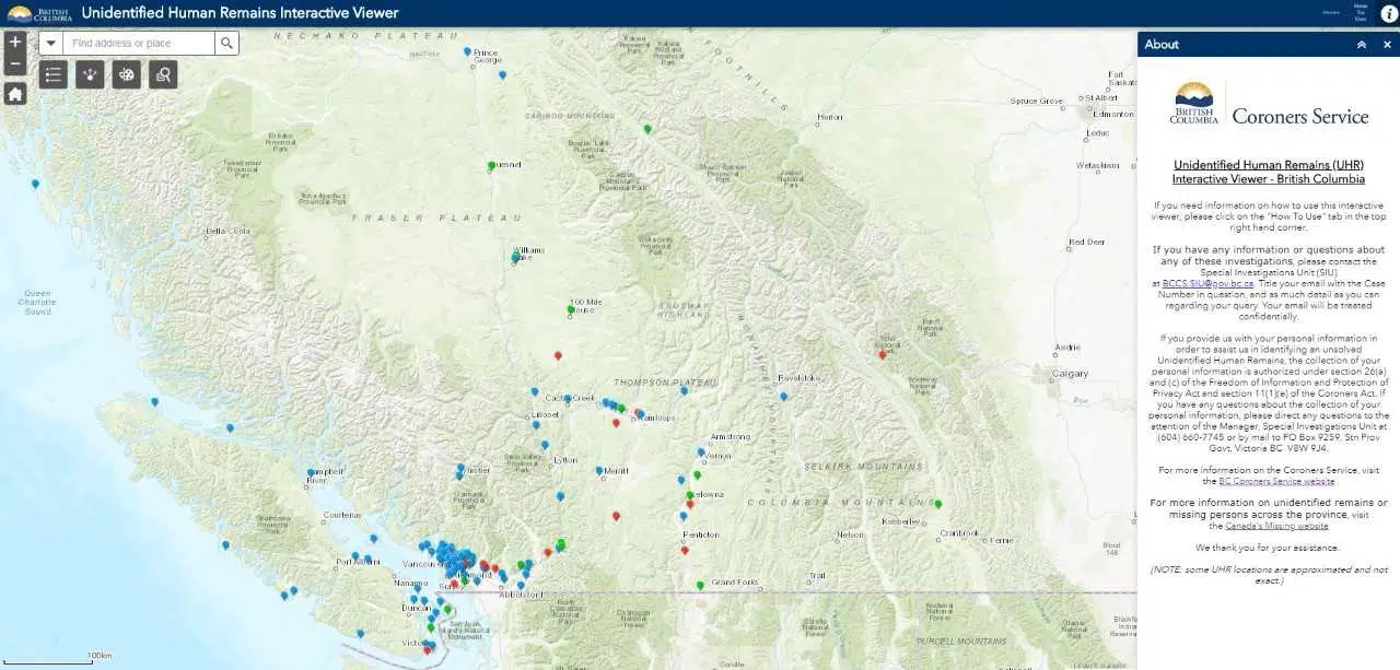 Coroners service launches interactive map of unidentified human remains ...