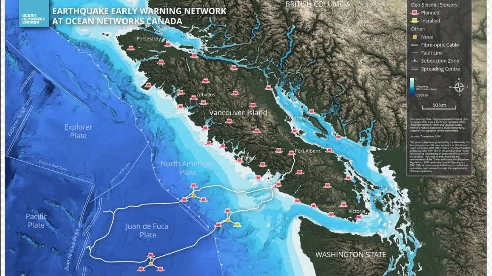 Earthquake early-warning sensors installed off coast of British ...
