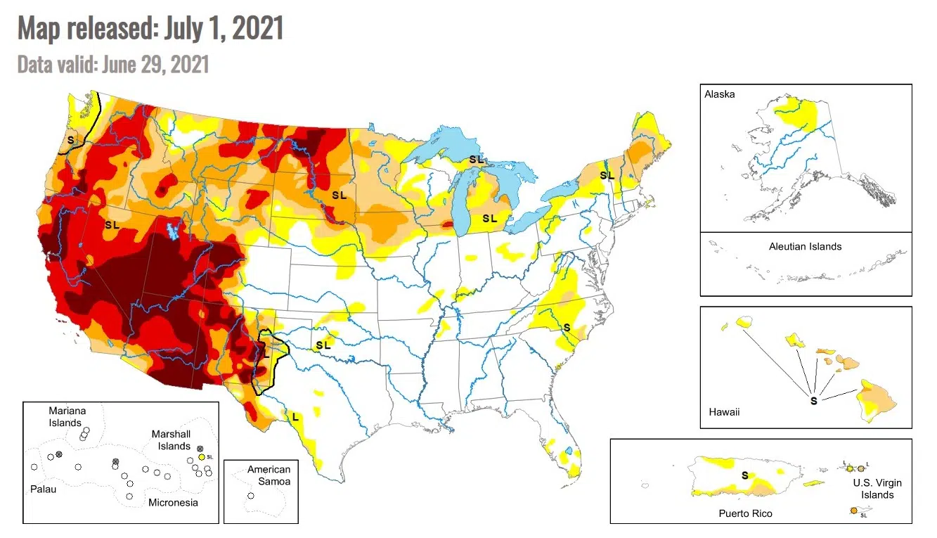 U.S. Drought Monitor Shows Changes to over 30 States | 740 The FAN