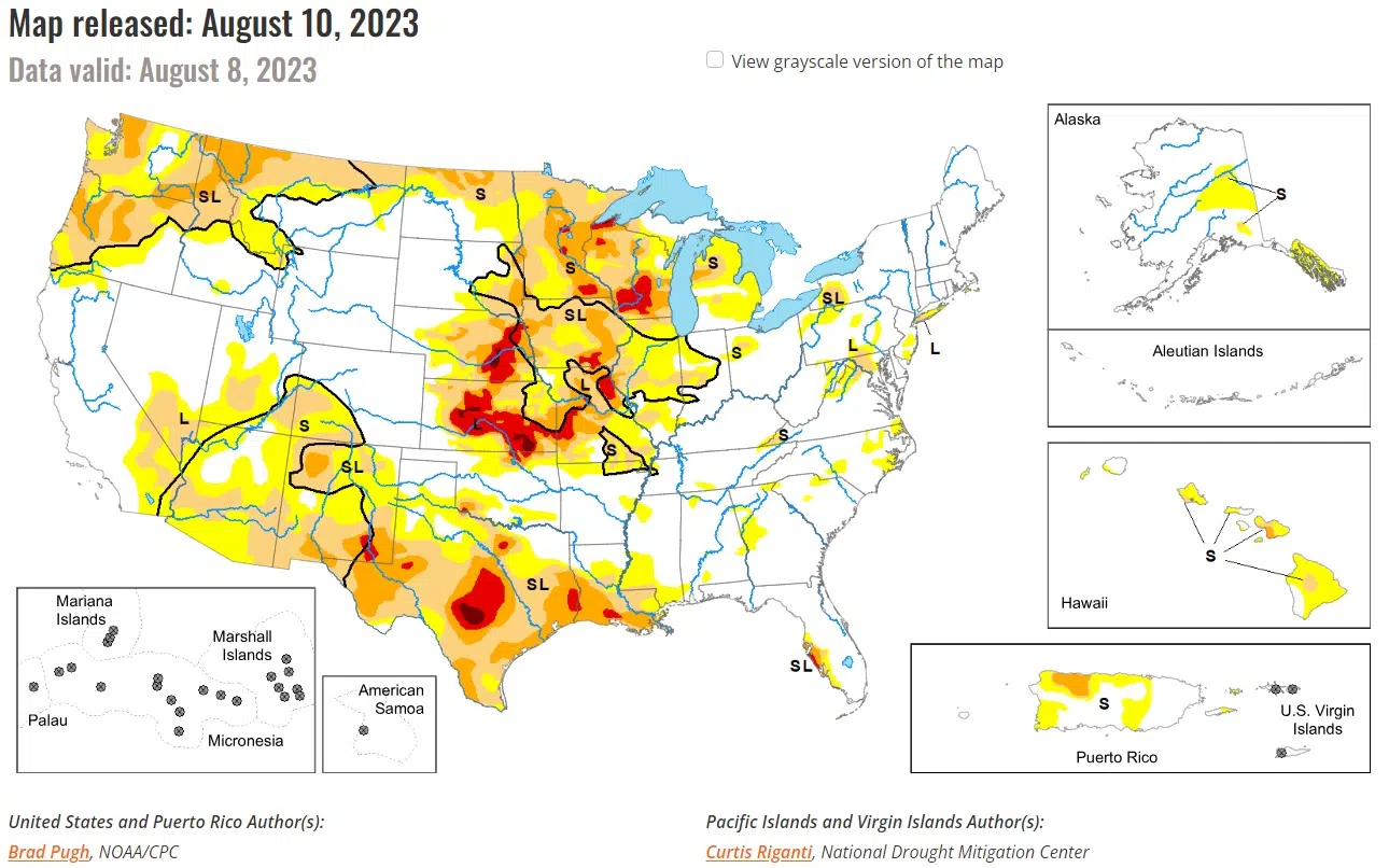 U.S. Drought Monitor: Wet start to August improves drought across parts ...
