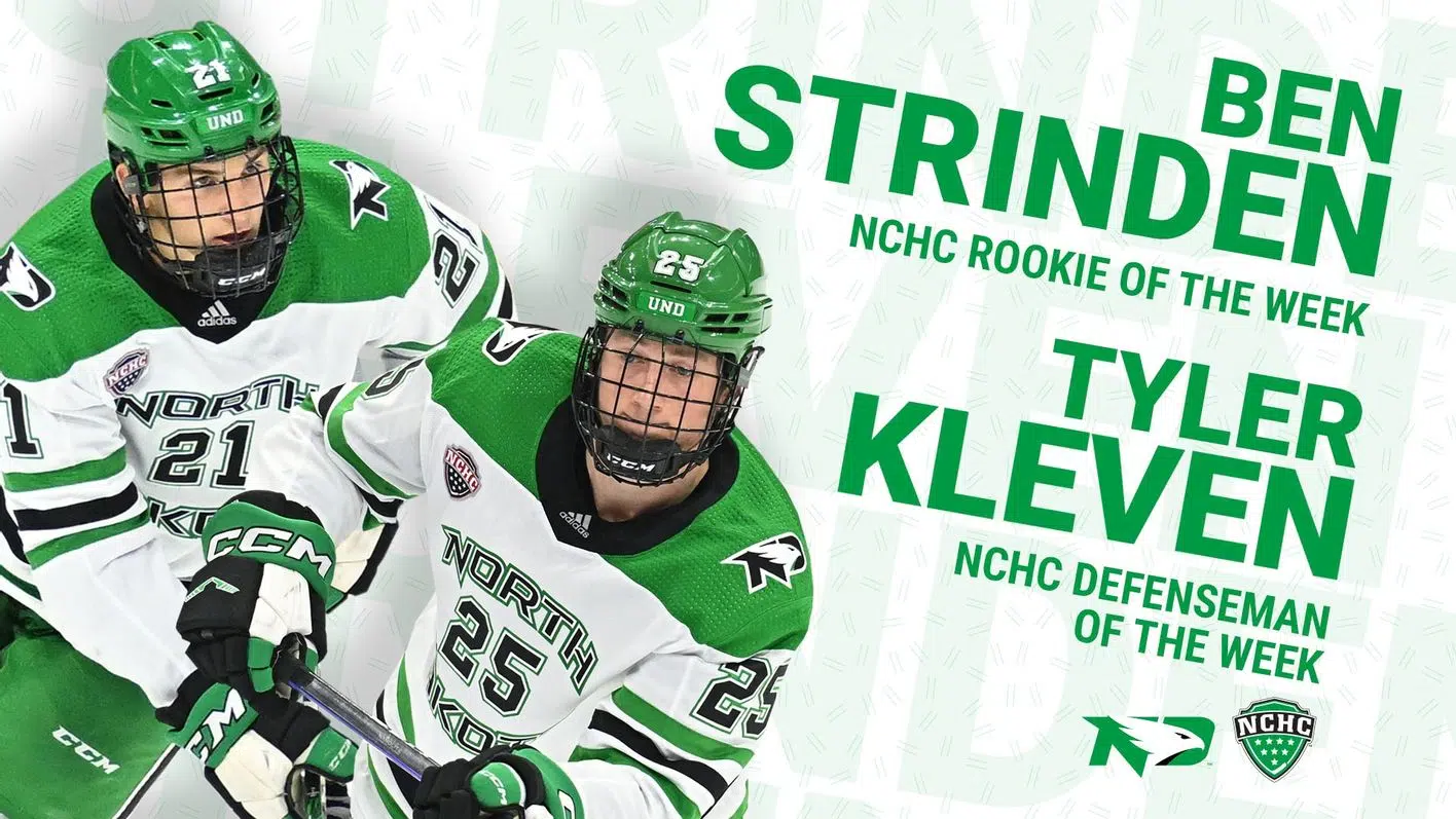 Tyler Kleven, Ben Strinden earn NCHC honors after sweep | The Mighty ...
