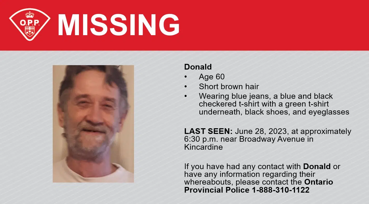 OPP Look For Man Missing From Kincardine | Bayshore Broadcasting News ...