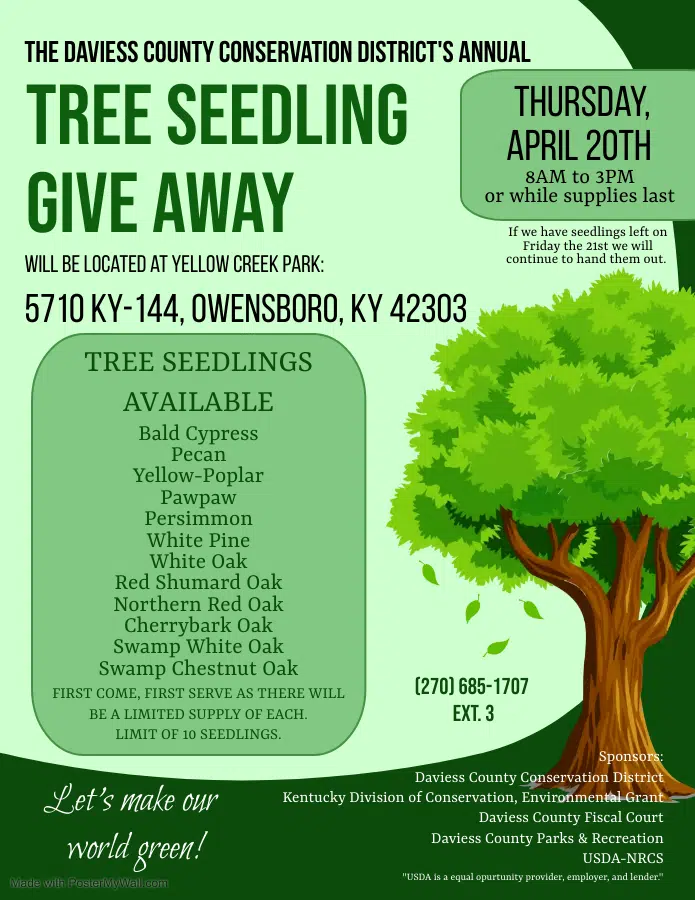 Tree Seedling Give Away at Yellow Creek Park | Owensboro Radio