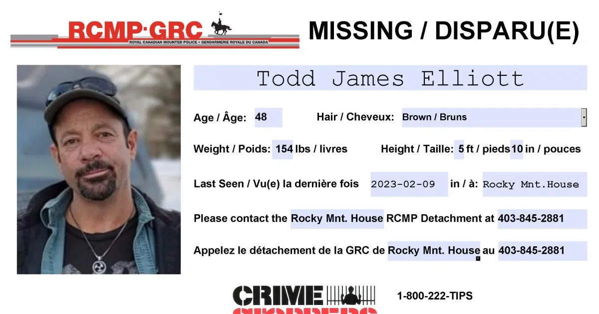 MISSING: Todd Elliott, 48, of Rocky Mountain House | 94.5 Rewind Radio