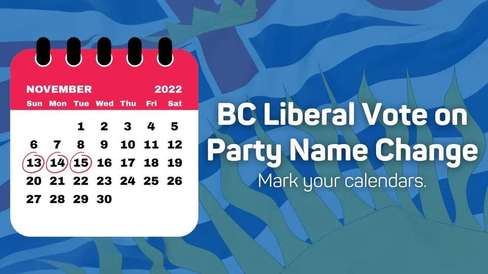BC Liberal name change vote happening November 13-15 | 102.9 Rewind Radio