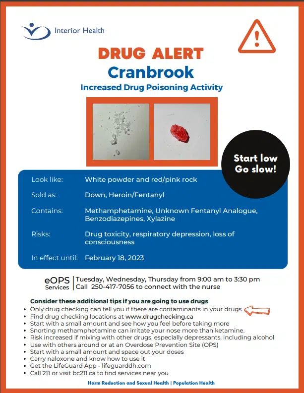 Drug Alert issued for Cranbrook region | Wild 104.7 - East Kootenay's ...