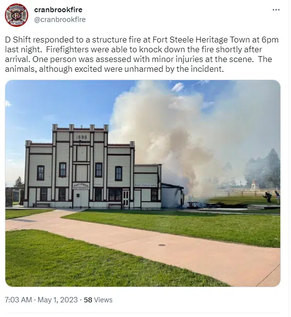 Fire extinguished at Fort Steele Heritage Town | 102.9 Rewind Radio ...