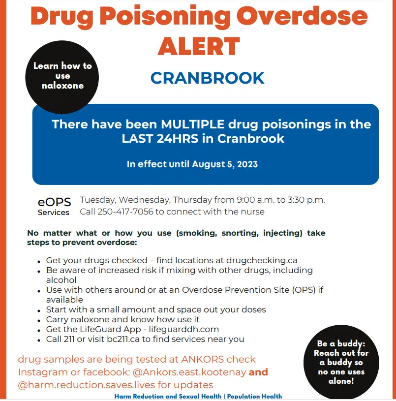 IH issues Drug Poisoning Overdose Alert for Cranbrook area | 102.9 ...