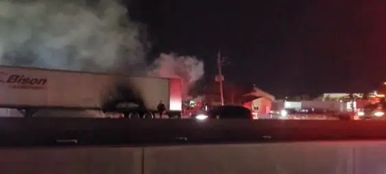 Transport truck catches on fire on 401 through Milton, causing traffic ...