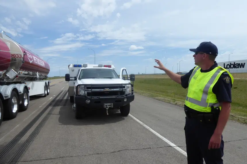 RCMP perform semi-truck skid tests | 980 CJME