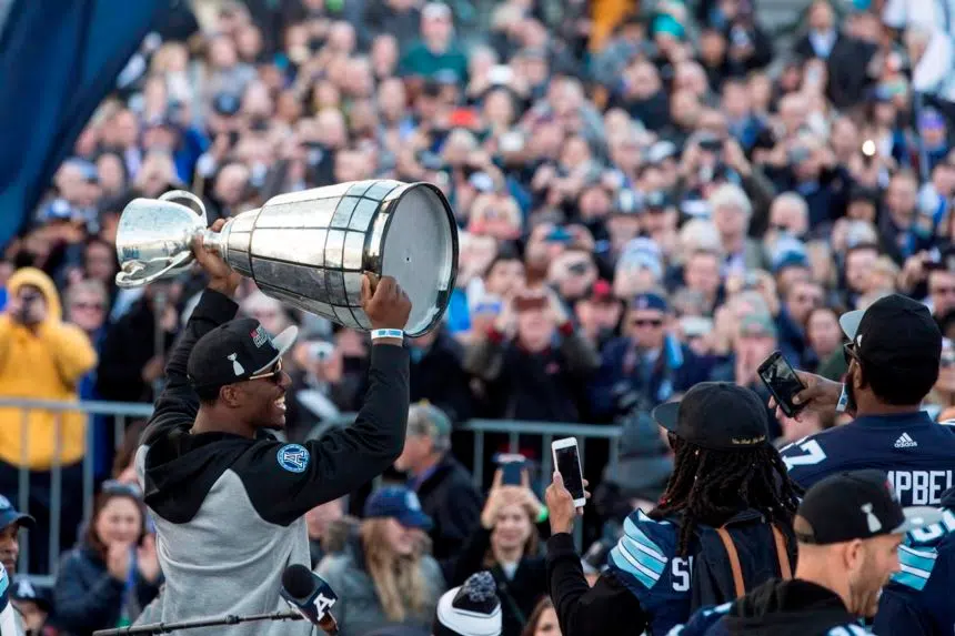 Argos celebrate improbable CFL championship win at rally in Toronto ...