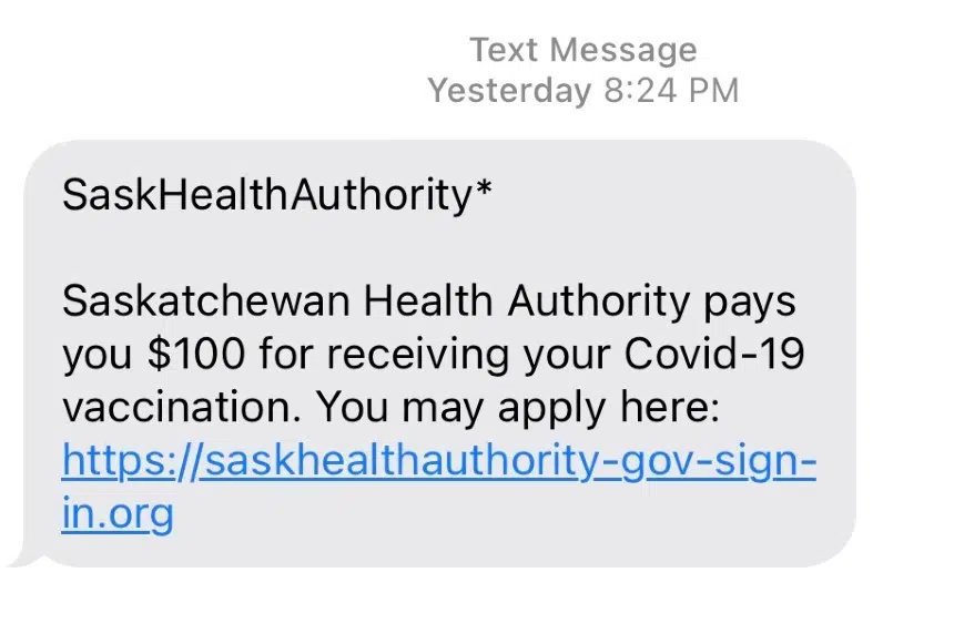 SHA warns of fake text messages about COVID vaccinations | 650 CKOM