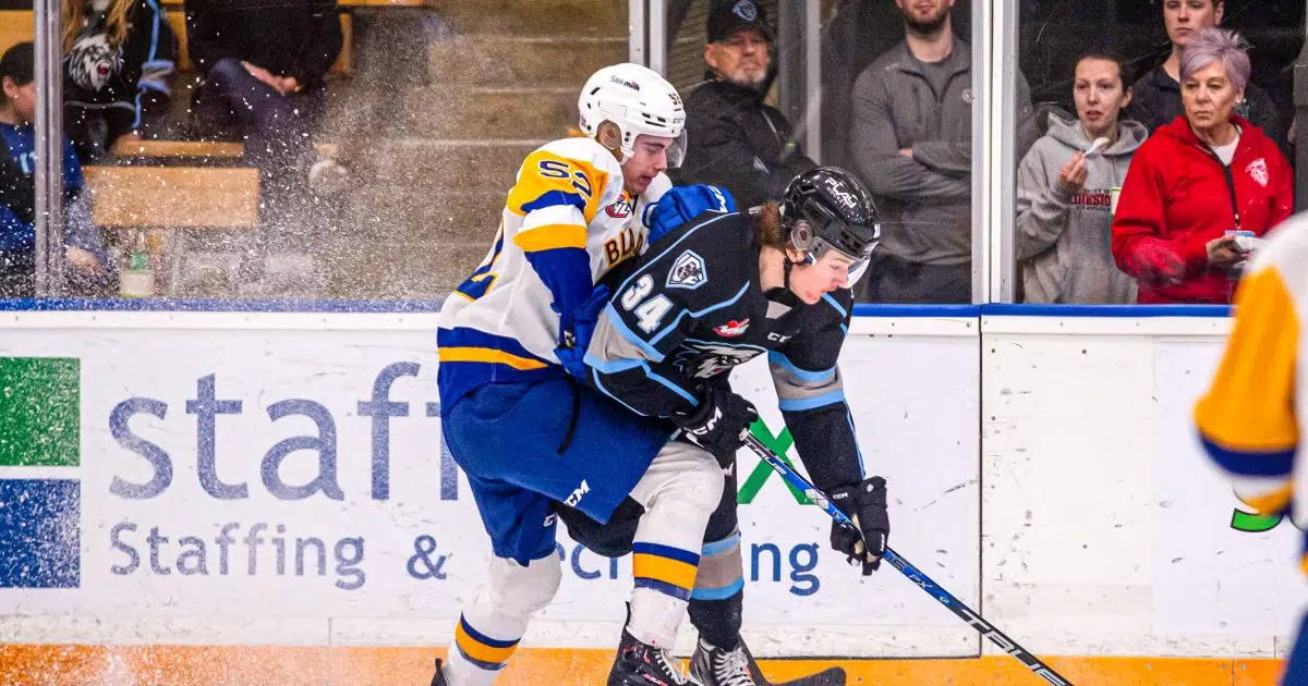 Ice layer on the goals versus the Blades in Game 2 victory | 980 CJME