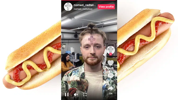 Charis & Jeremy – Hot Dogs face tattoo | 102.7 THE PEAK - Alternative ...