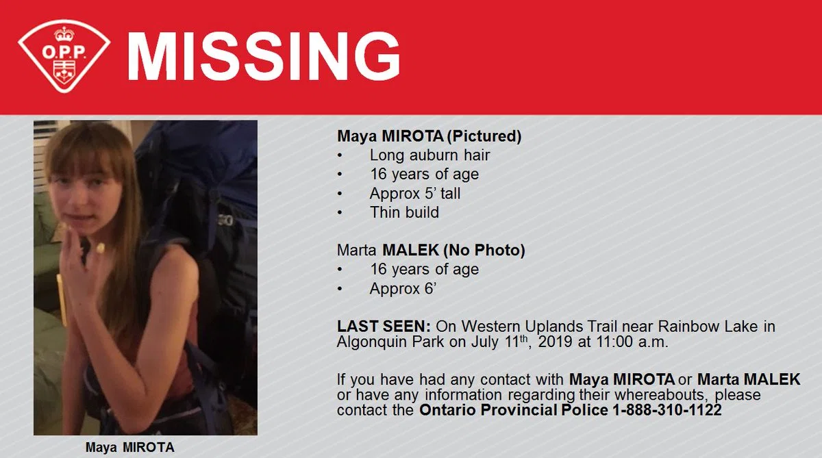 Two missing teenagers last seen in Algonquin Park | 104.9 Pembroke Today