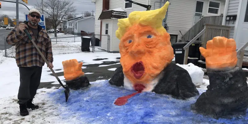 Local Snow Sculpture Bids Farewell to Trump on Inauguration Day | VOCM